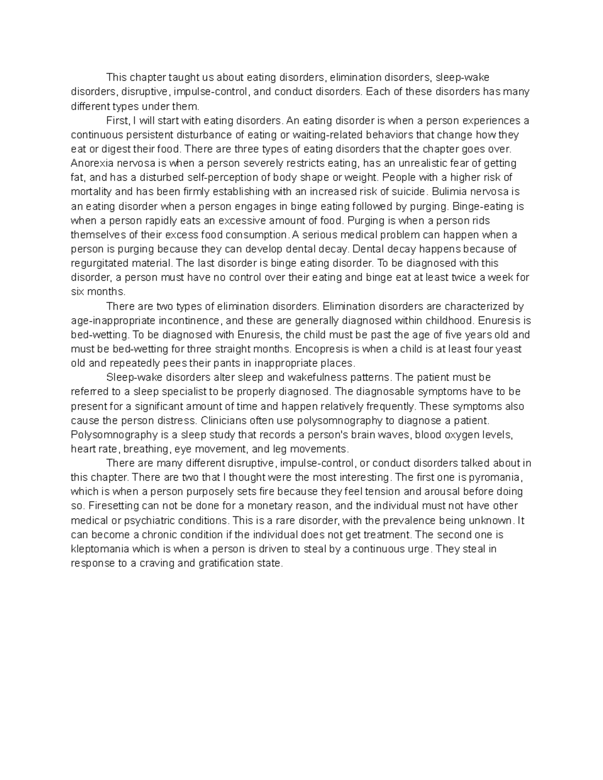 Prop 7 Prop Assignment This Chapter Taught Us About Eating Disorders Elimination Disorders