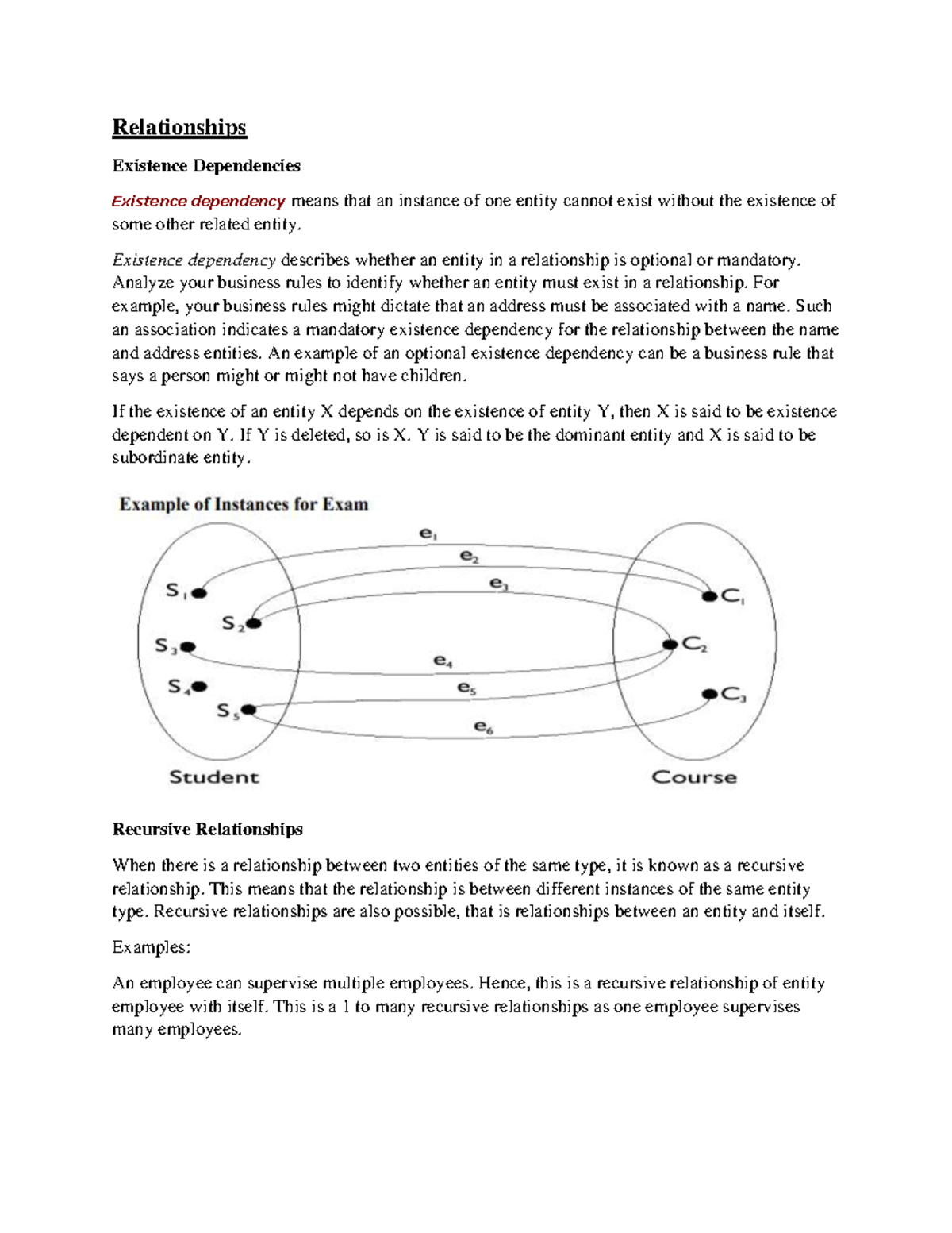 Introduction to database - Relationships Existence Dependencies ...
