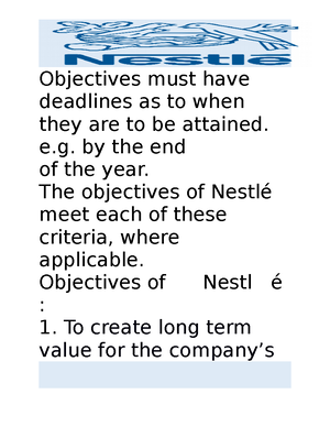 Strategic Analysis Report Nestle - Strategic Analysis Report Nestlé S. By Marko Markovic UoR 321 ...