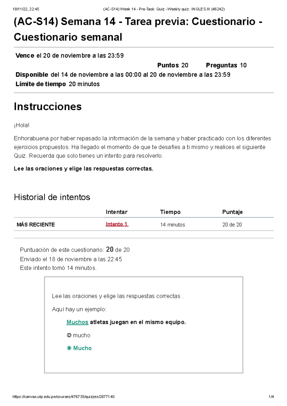 (AC-S14) Week 14 - Pre-Task Quiz - Weekly quiz Ingles III - (AC-S14 ...