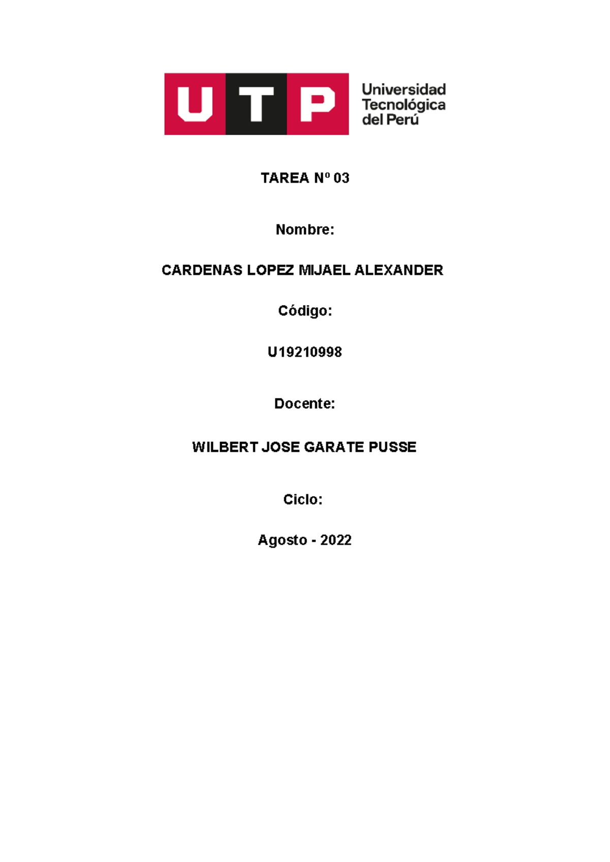 Carátula Admin - ASDASDASDAS - fundamentos de la contabilidad y finanzas - TAREA Nº 03 Nombre ...