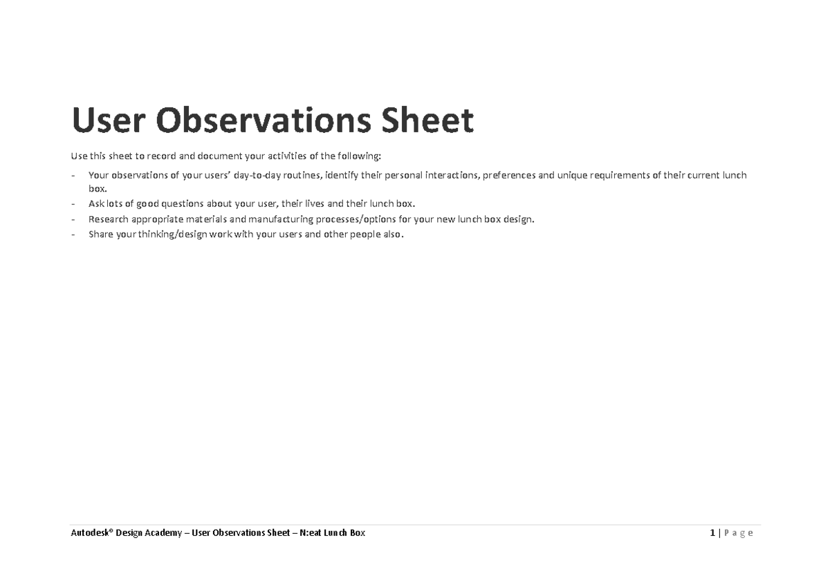 4. User Observations Sheet - User Observations Sheet Use this sheet to ...