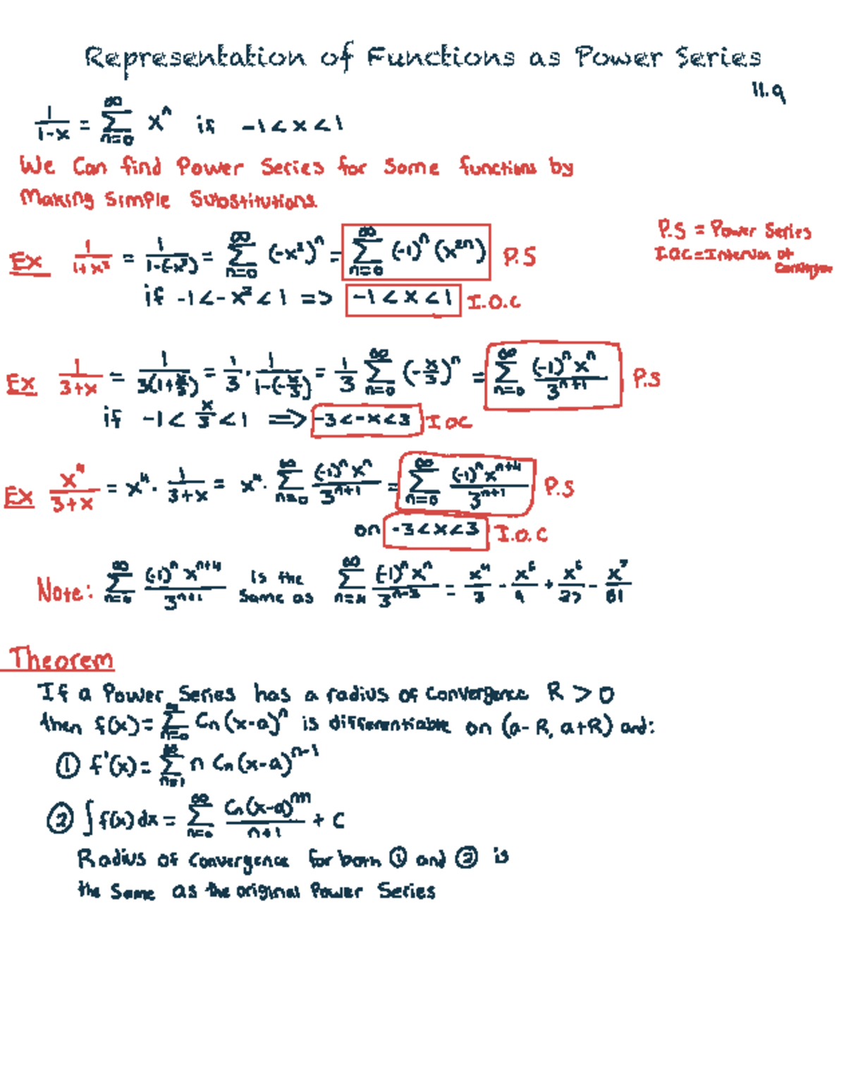 Representation of functions as power series - Lecture Notes James ...