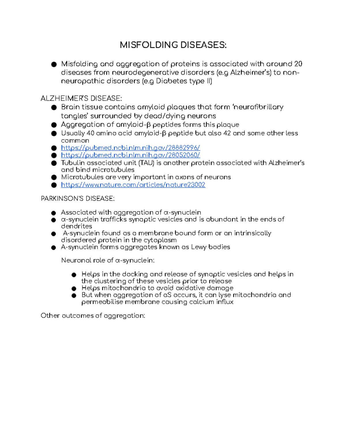 Misfolding Diseases - MISFOLDING DISEASES: Misfolding and aggregation ...