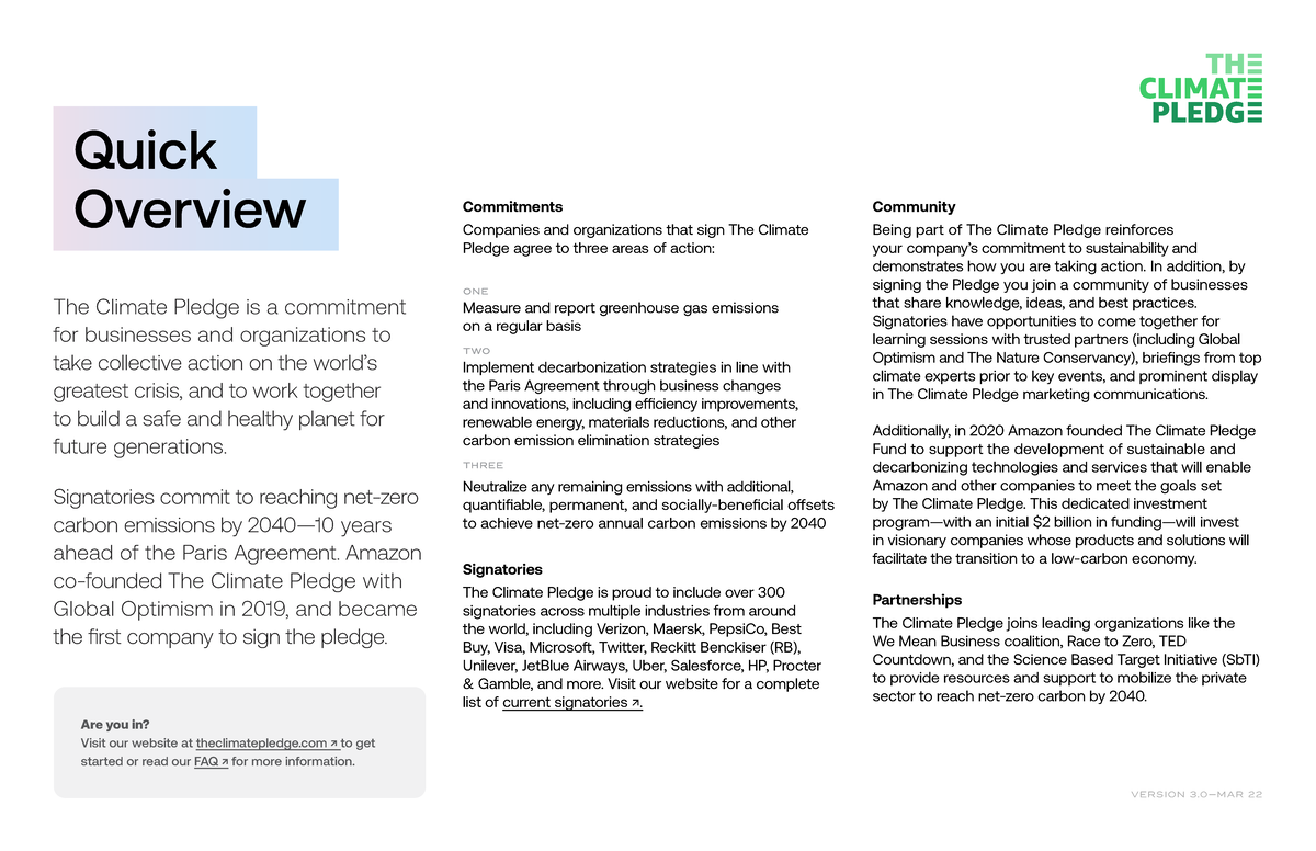 The Climate Pledge Quick Overview Mar22 - The Climate Pledge is a ...