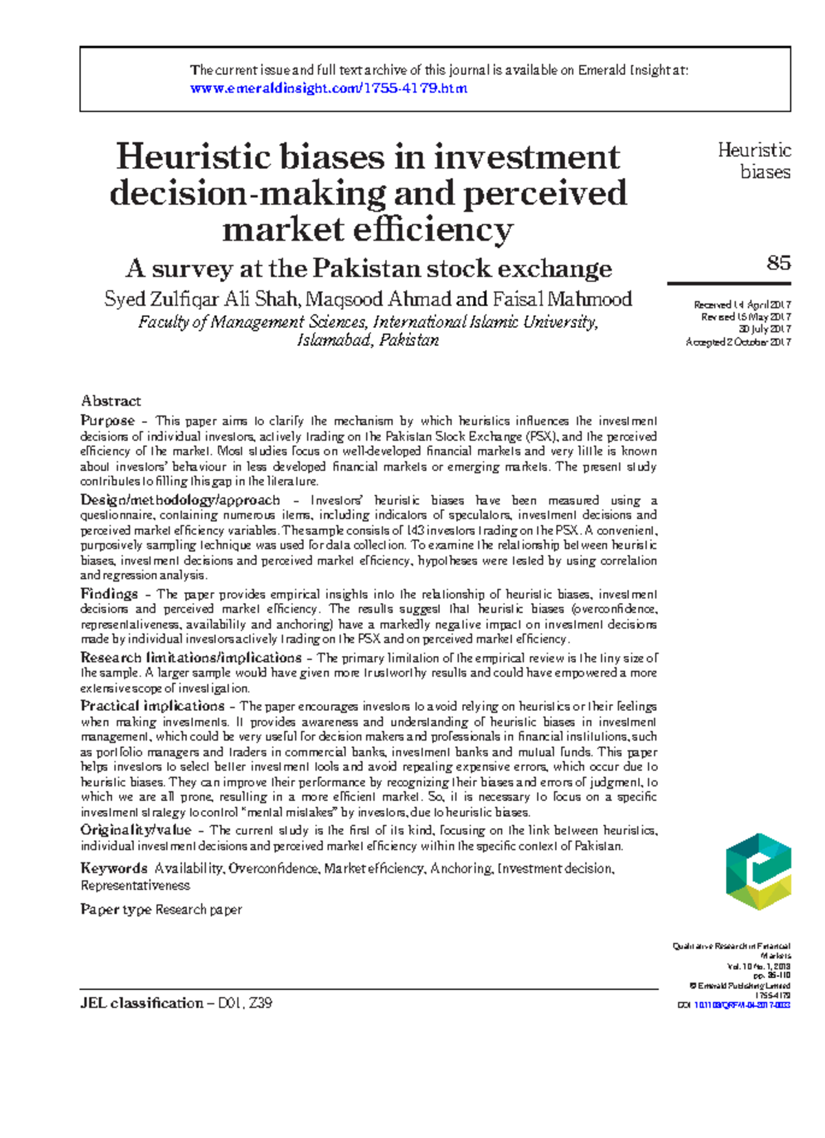 10-1108 QRFM-04-2017-0033 - Microbiologie environnmental - Studocu
