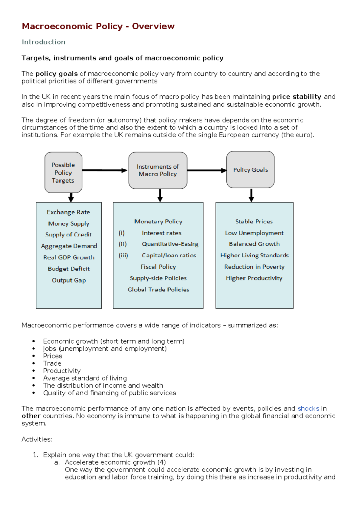 Macroeconomic Objectives - Macroeconomic Policy - Overview Introduction ...