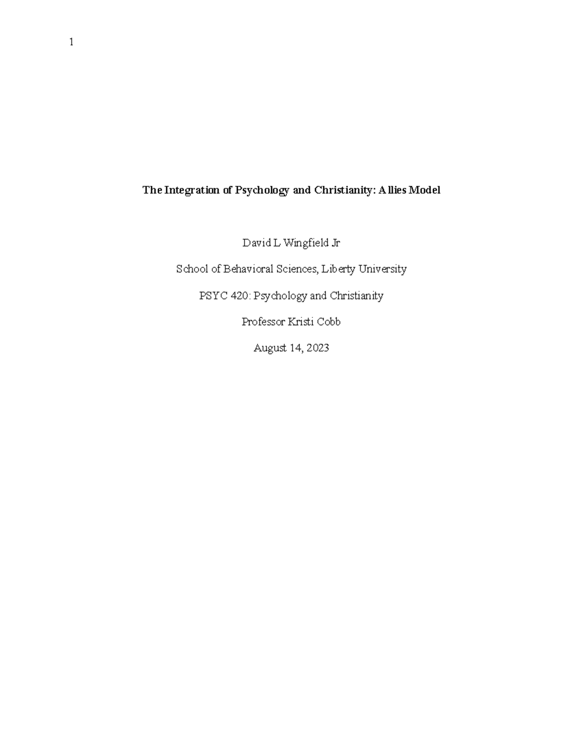 Integration-Psychology and Christianity - The Integration of Psychology ...