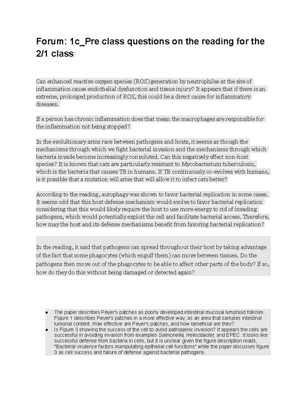 Host Microbe Coevolution Pre class questions on the reading for the 2 1 class - Forum: 1c_Pre ...