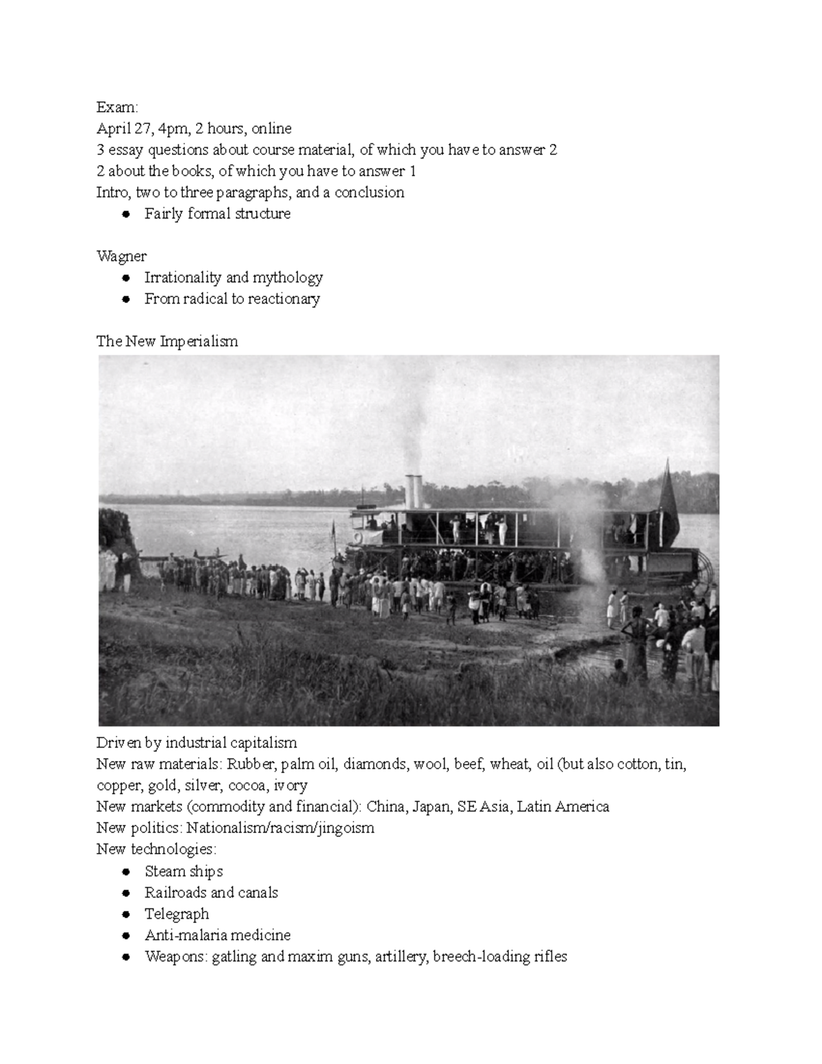 History 15 - Lecture notes for my HIST 2350 class - Exam: April 27, 4pm ...