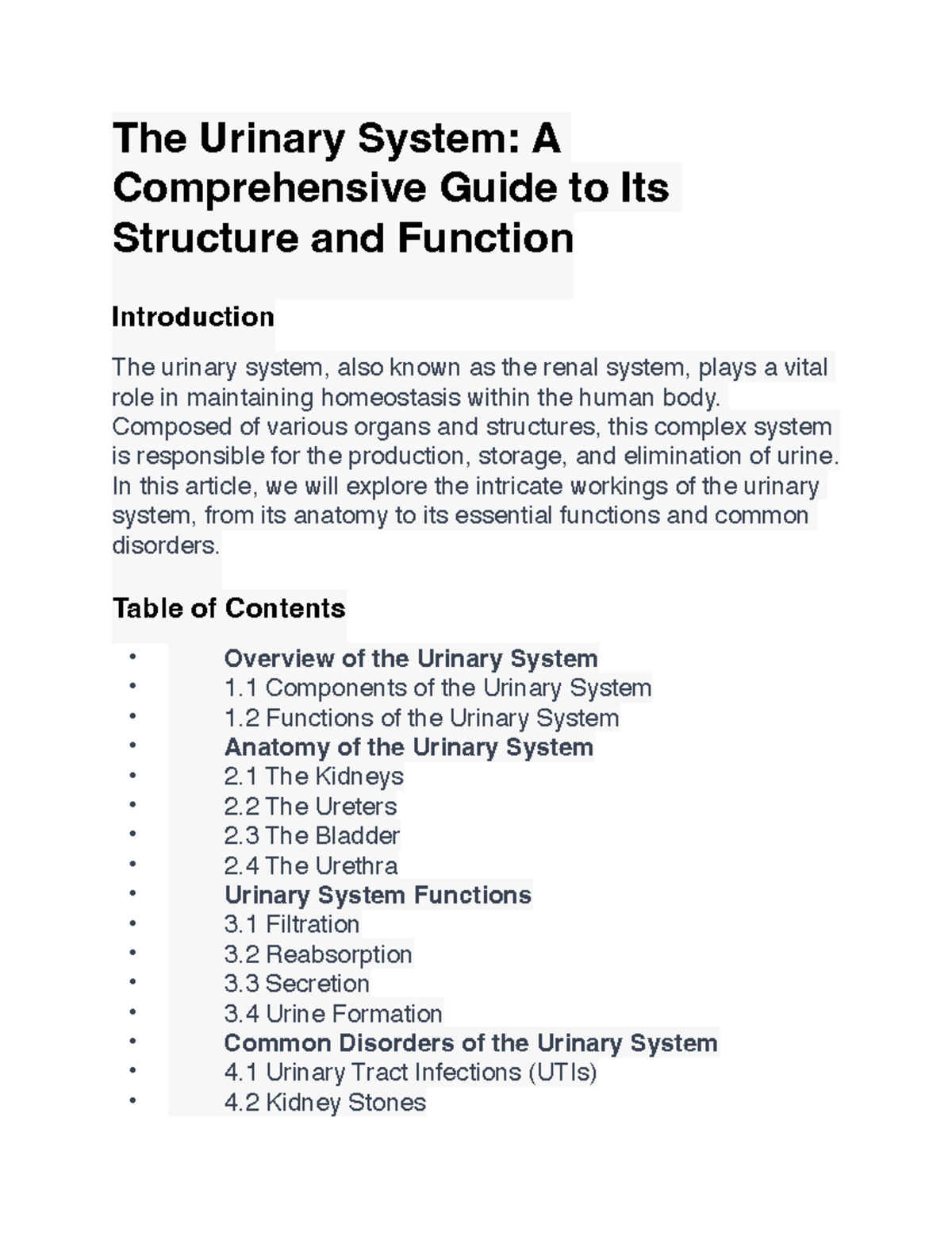 Urinary system summarised - The Urinary System: A Comprehensive Guide ...