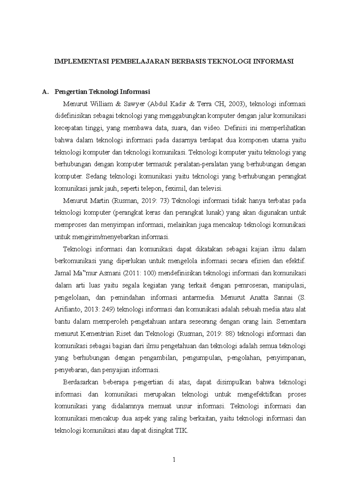 Implementasi Pembelajaran Berbasis Teknologi Informasi - IMPLEMENTASI ...