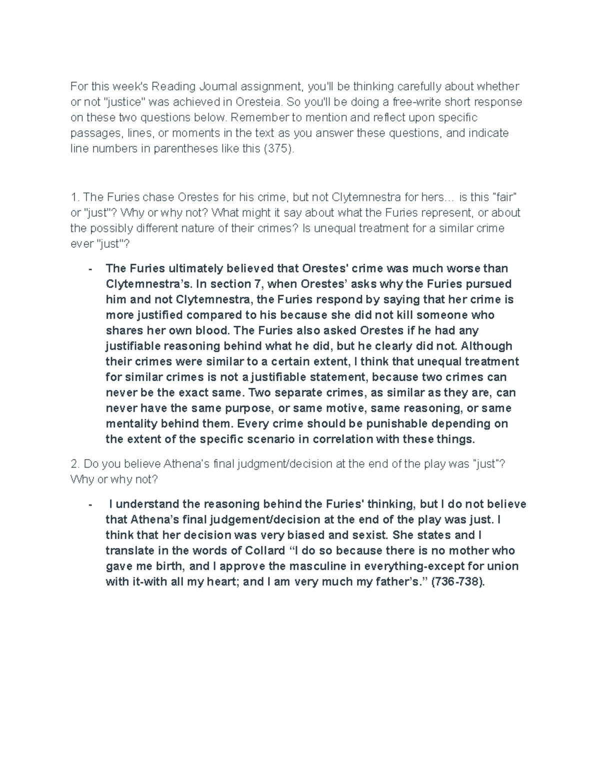 Journal Quiz Week 3 - For this week's Reading Journal assignment, you ...