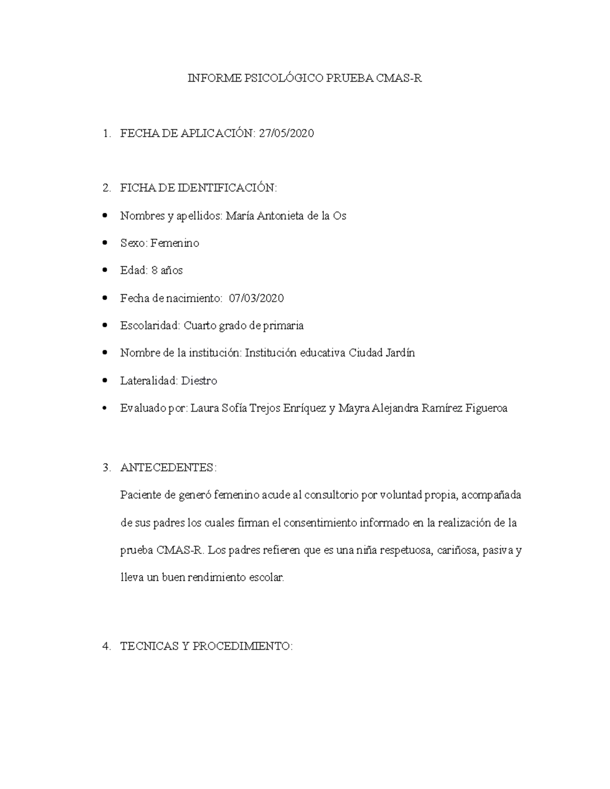 Informe Psicol gico Prueba CMAS R INFORME PSICOL GICO PRUEBA CMAS R 1 informe-psicol-gico-prueba-cmas-r-informe-psicol-gico-prueba-cmas-r-1