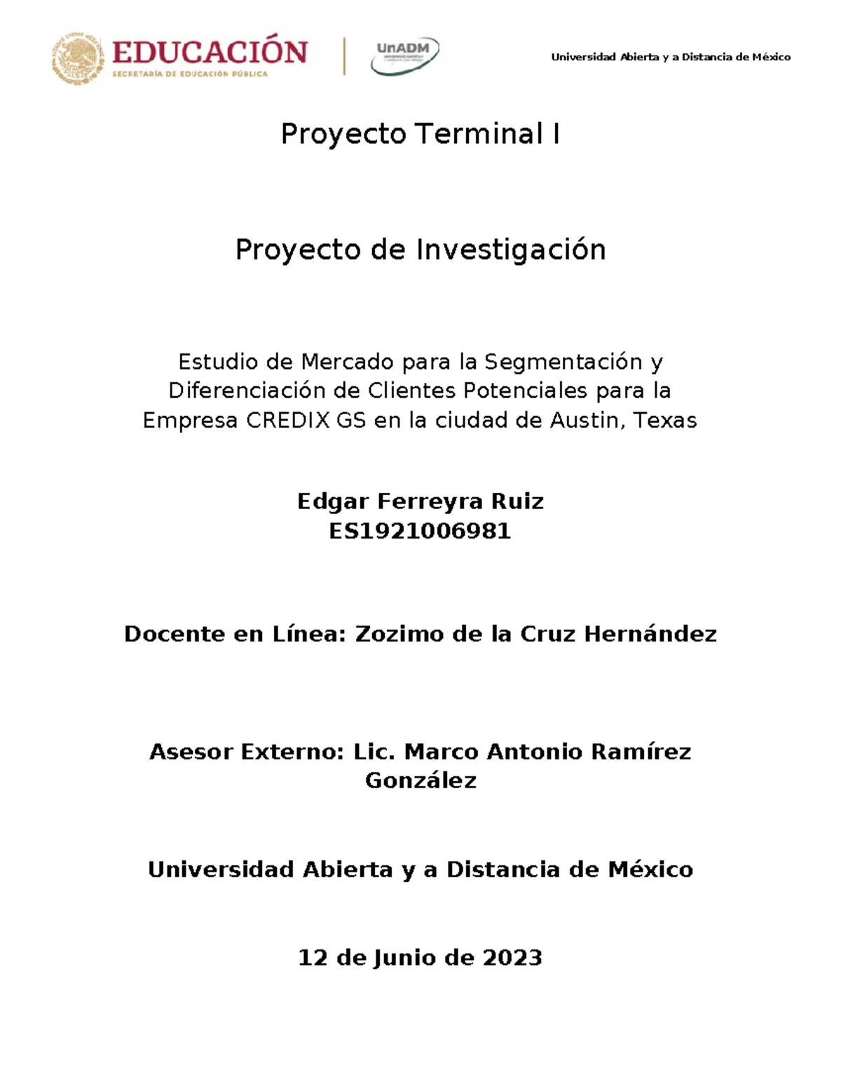 EDFR B2 PT1 - sdfsdfd - Proyecto Terminal I Proyecto de Investigación ...