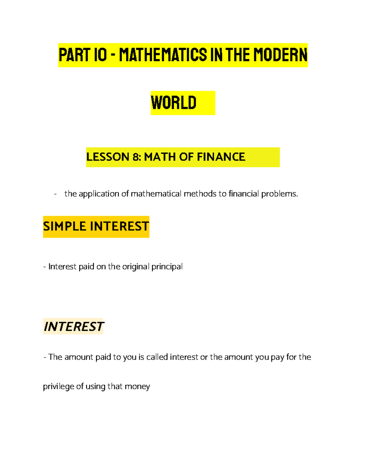 PART 10 - Mathematics IN THE Modern World - PART 10 - MATHEMATICS IN ...