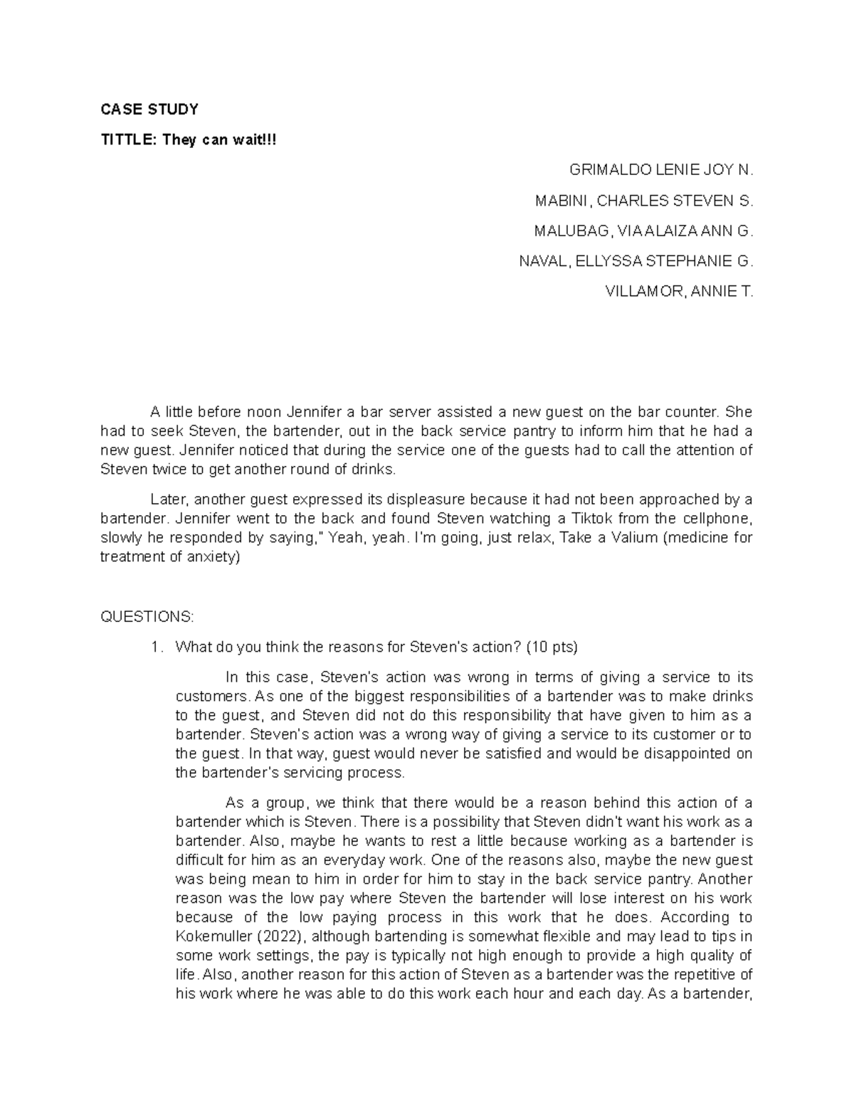 CASE- Study-They-can wait - CASE STUDY TITTLE: They can wait ...