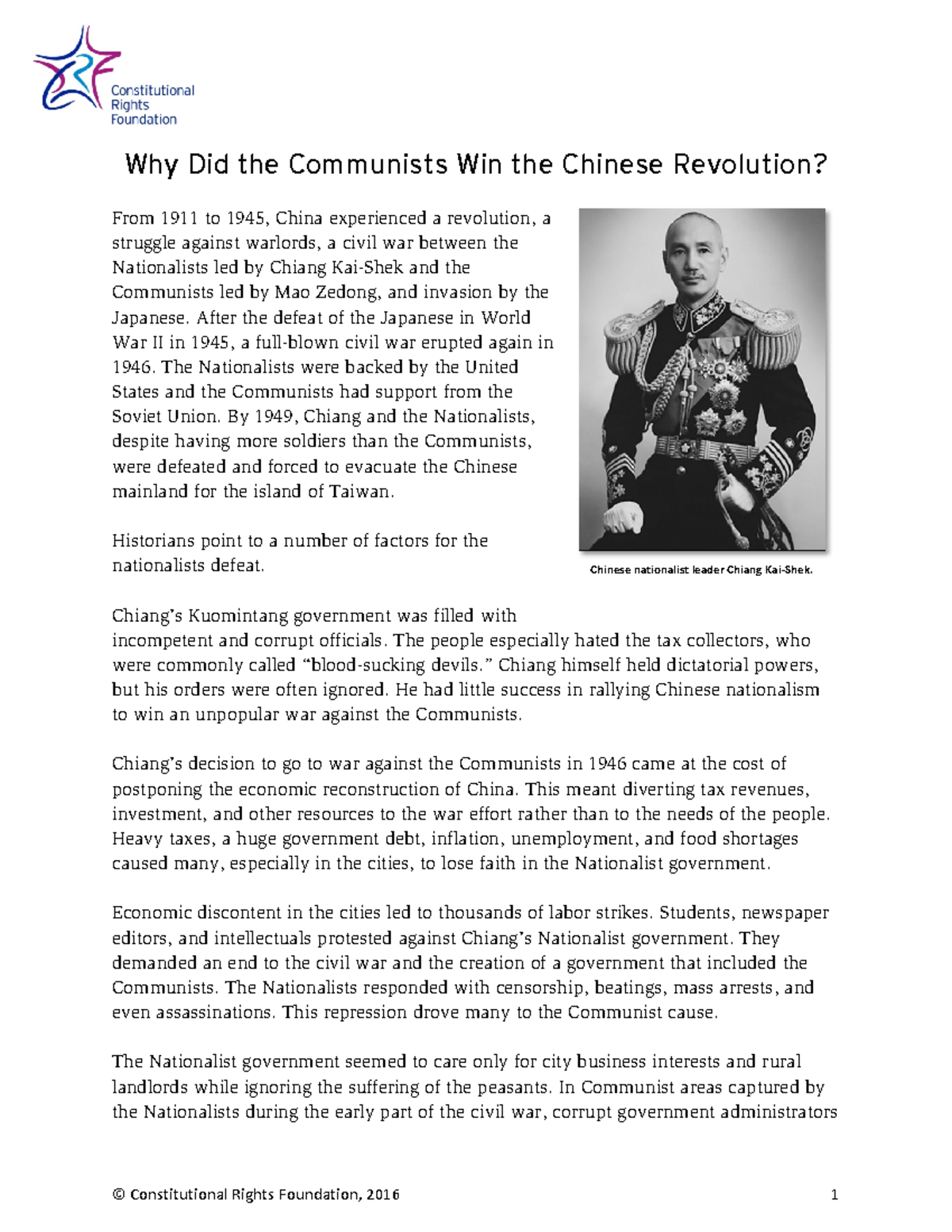 Why Did Communists Win Chinese Revolution - Why Did the Communists Win ...