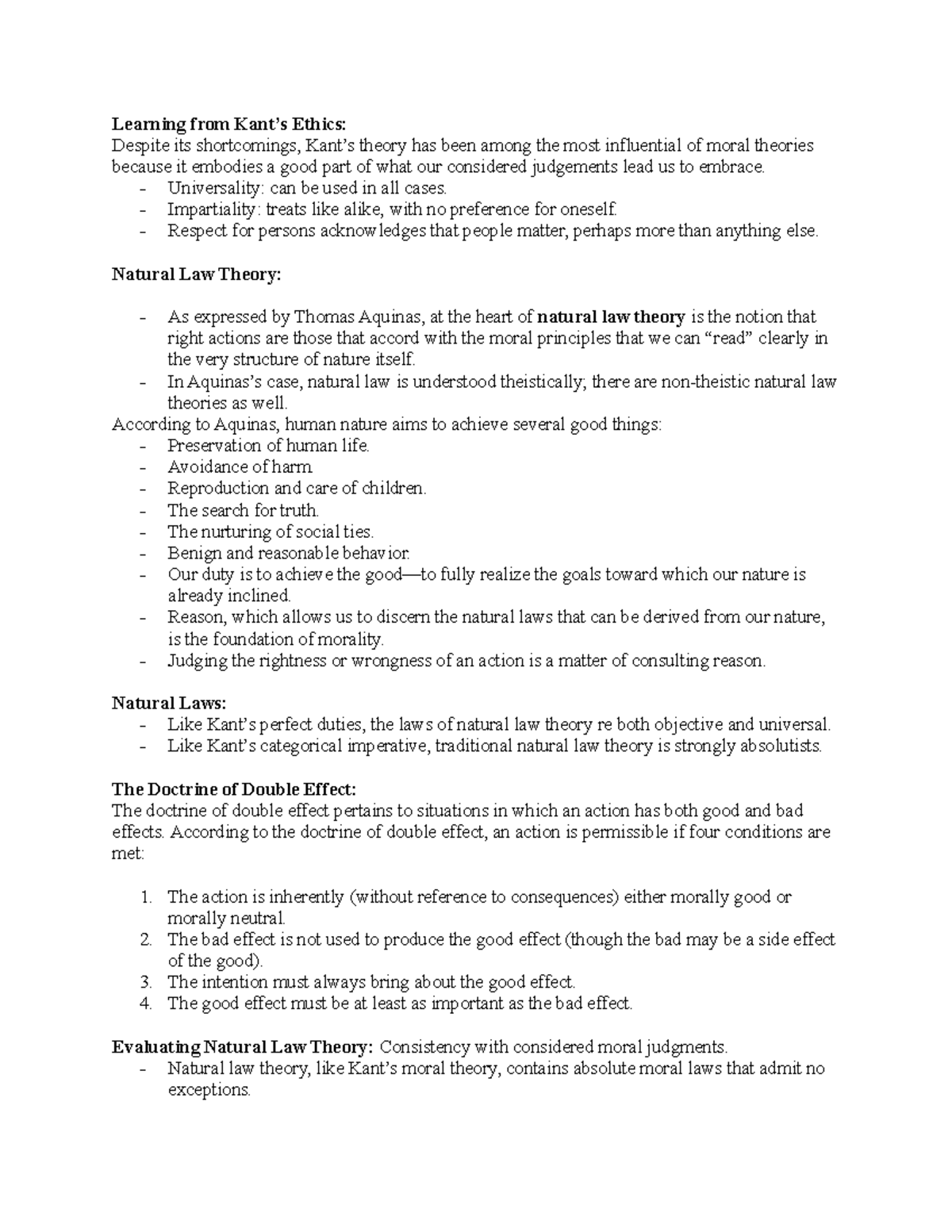 Chapter 6 Notes #2 - Learning from Kant’s Ethics: Despite its ...