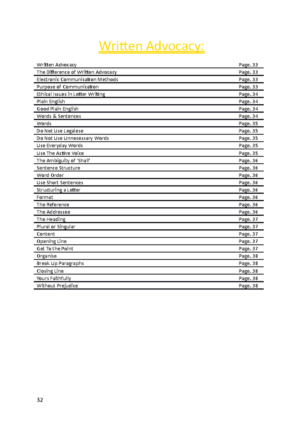 Written Advocacy Lecture Notes - Written Advocacy: Written Advocacy ...