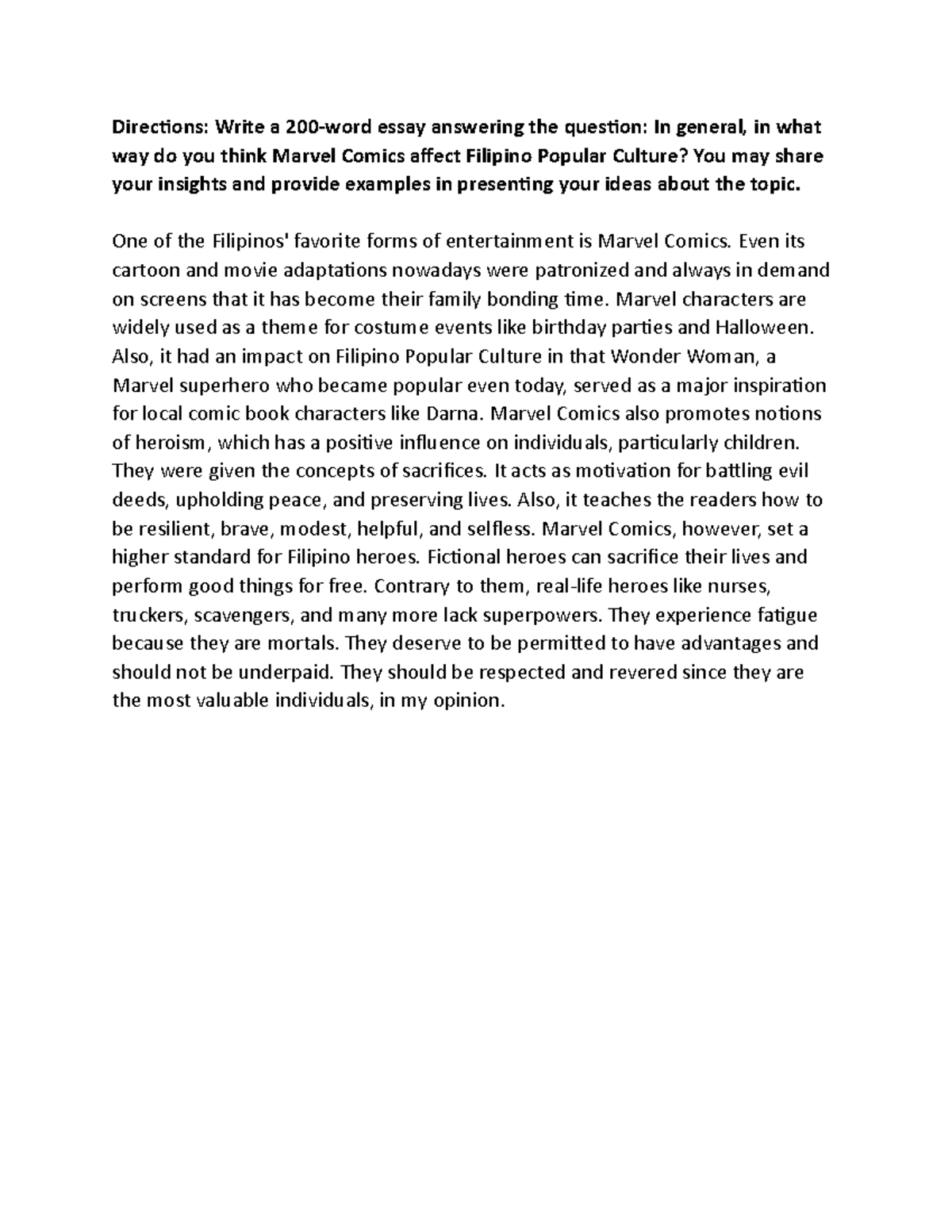 PPC Assesmet Task1 - PERSONAL ANSWER - Directions: Write a 200-word ...