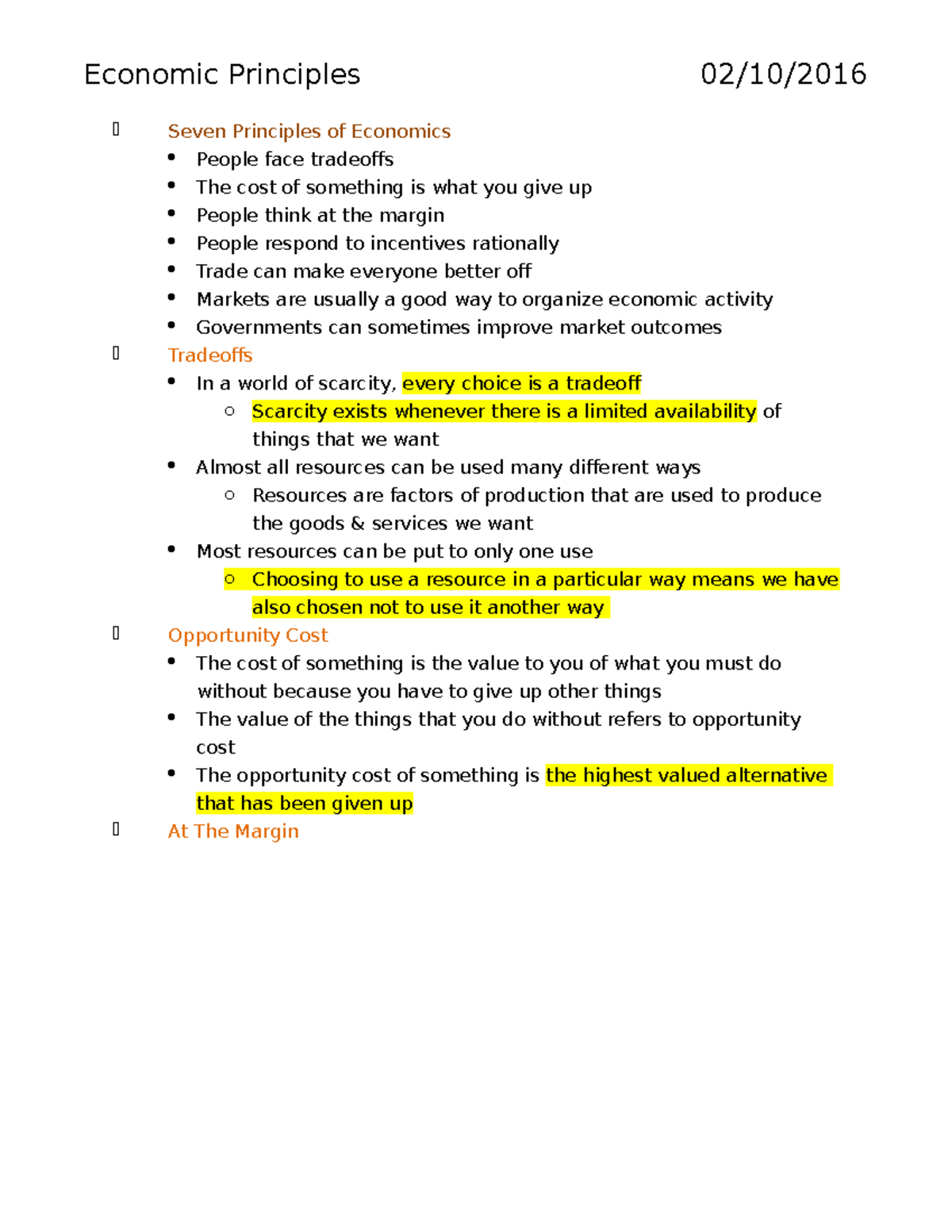Economic Principles - Combination of book outline & lecture notes ...