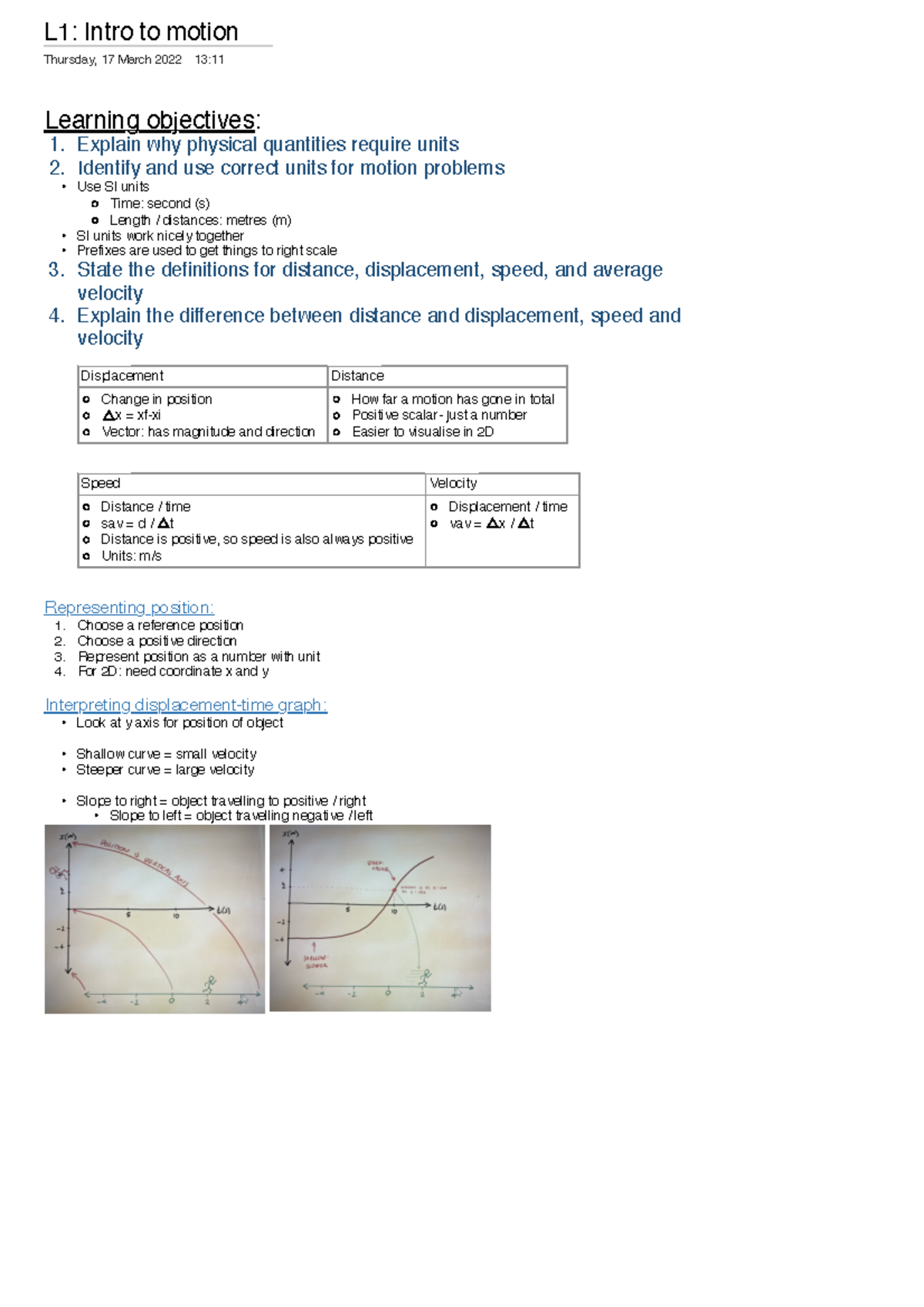 Mechanics lectures - L1: Intro to motion ####### Thursday, 17 March ...