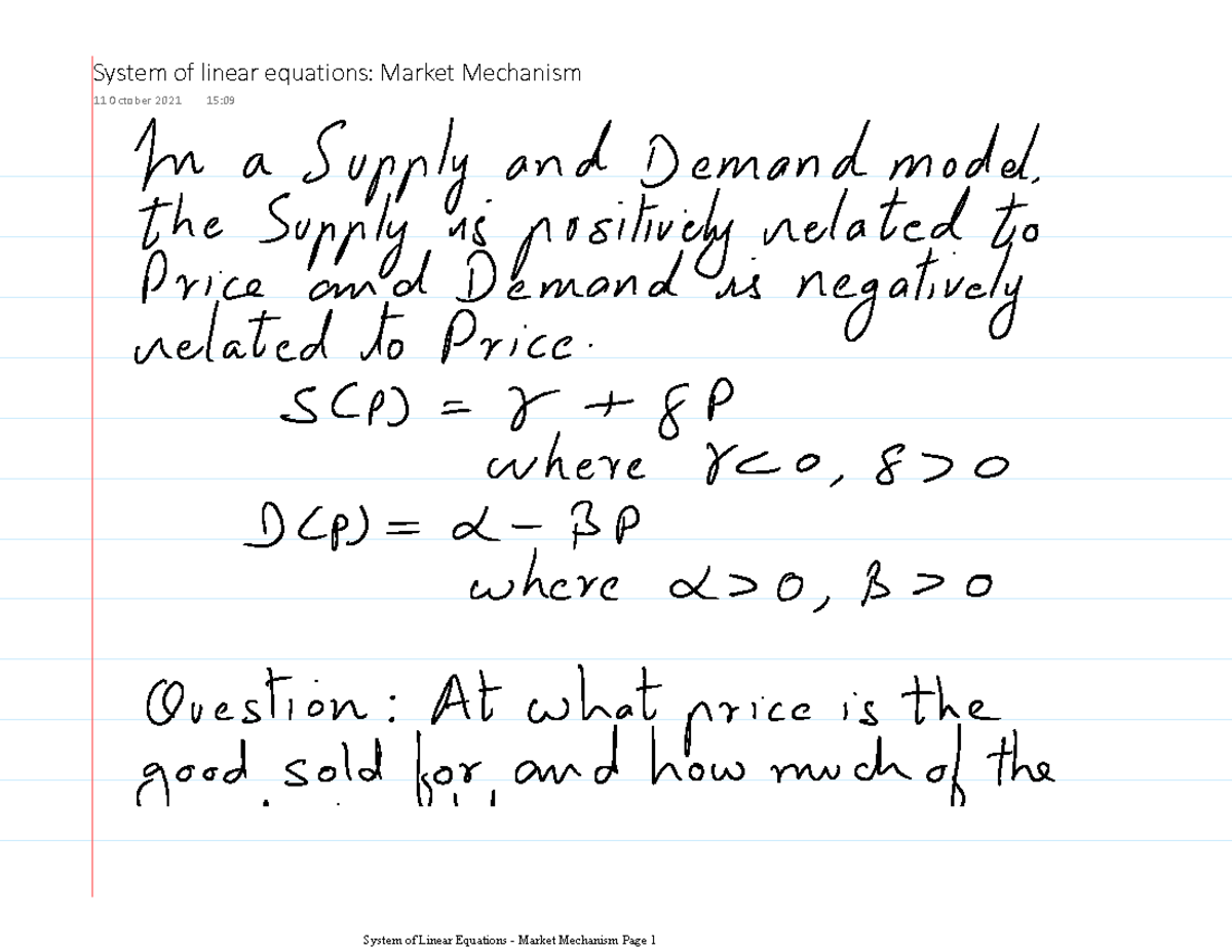 Sole market mechanism - Classical Political Economy - System of linear ...