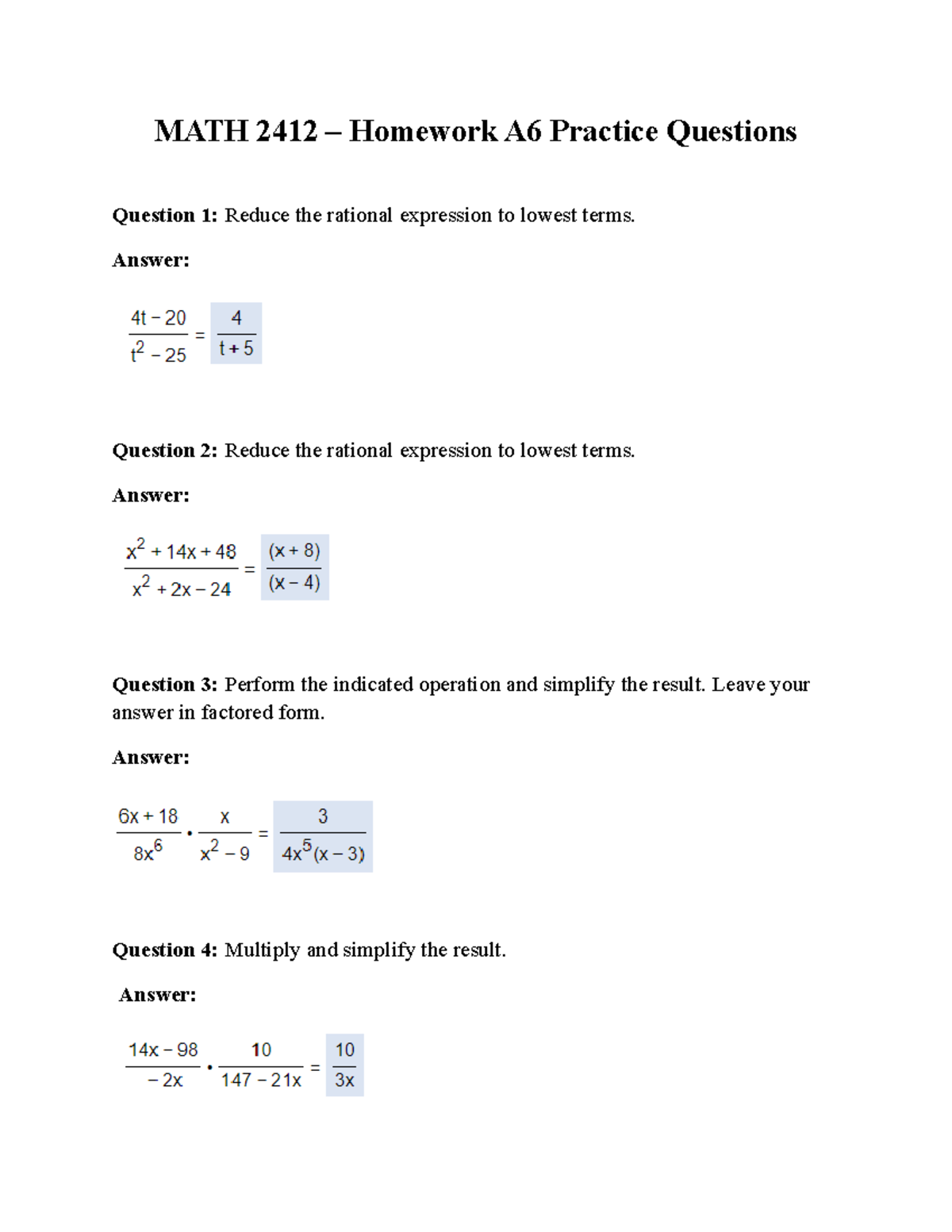 MATH 2412 Homework A.6 Practice Questions - MATH 2412 – Homework A6 ...