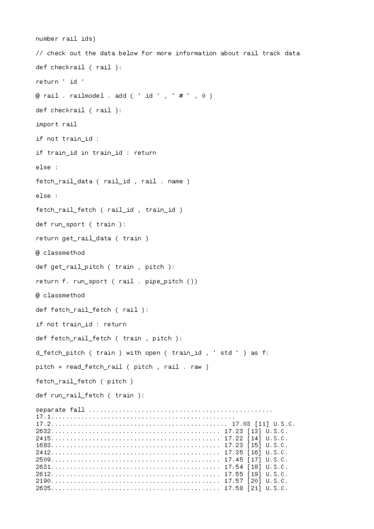 CSC283 Practice Problems 6 - number rail ids) // check out the data ...