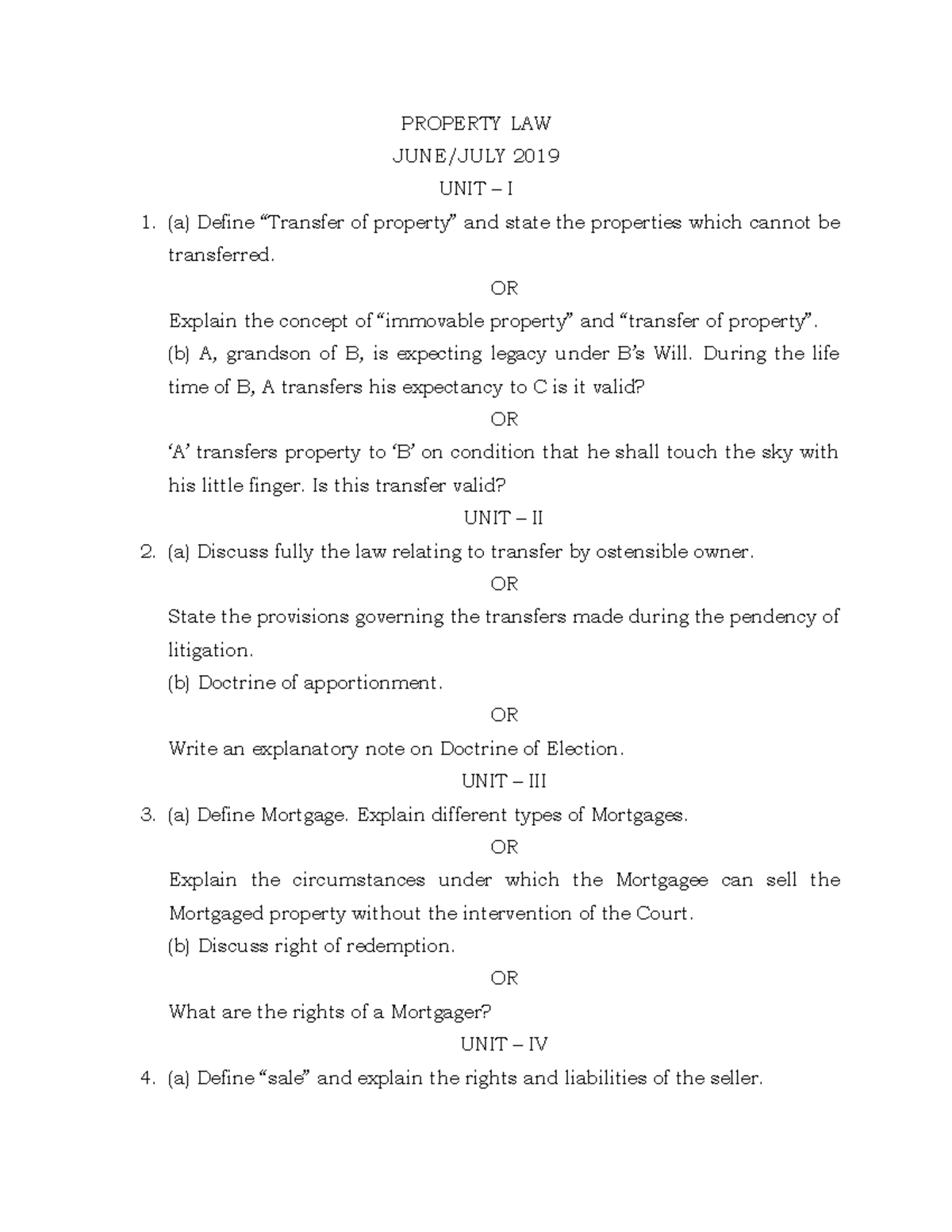 2019 batch 2019 j tpa 1 - PROPERTY LAW EXAM PAPER - PROPERTY LAW JUNE ...