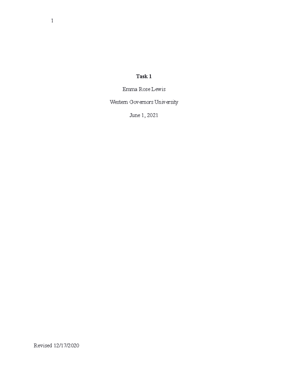 C229 V5 Task 1 template Dec 20 copy - 1 Task 1 Emma Rose Lewis Western ...