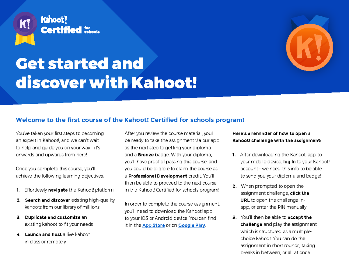 Certified Bronze Guide 0121 - Get started and discover with Kahoot! You ...
