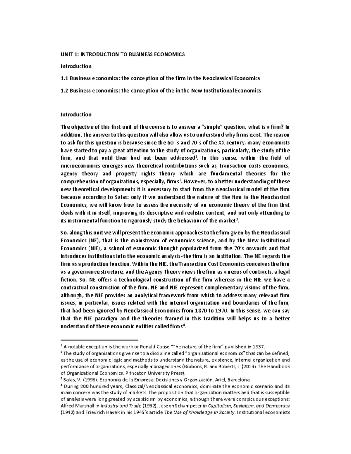 Unit1 - Summary T1. - UNIT 1: INTRODUCTION TO BUSINESS ECONOMICS Introduction 1 Business ...