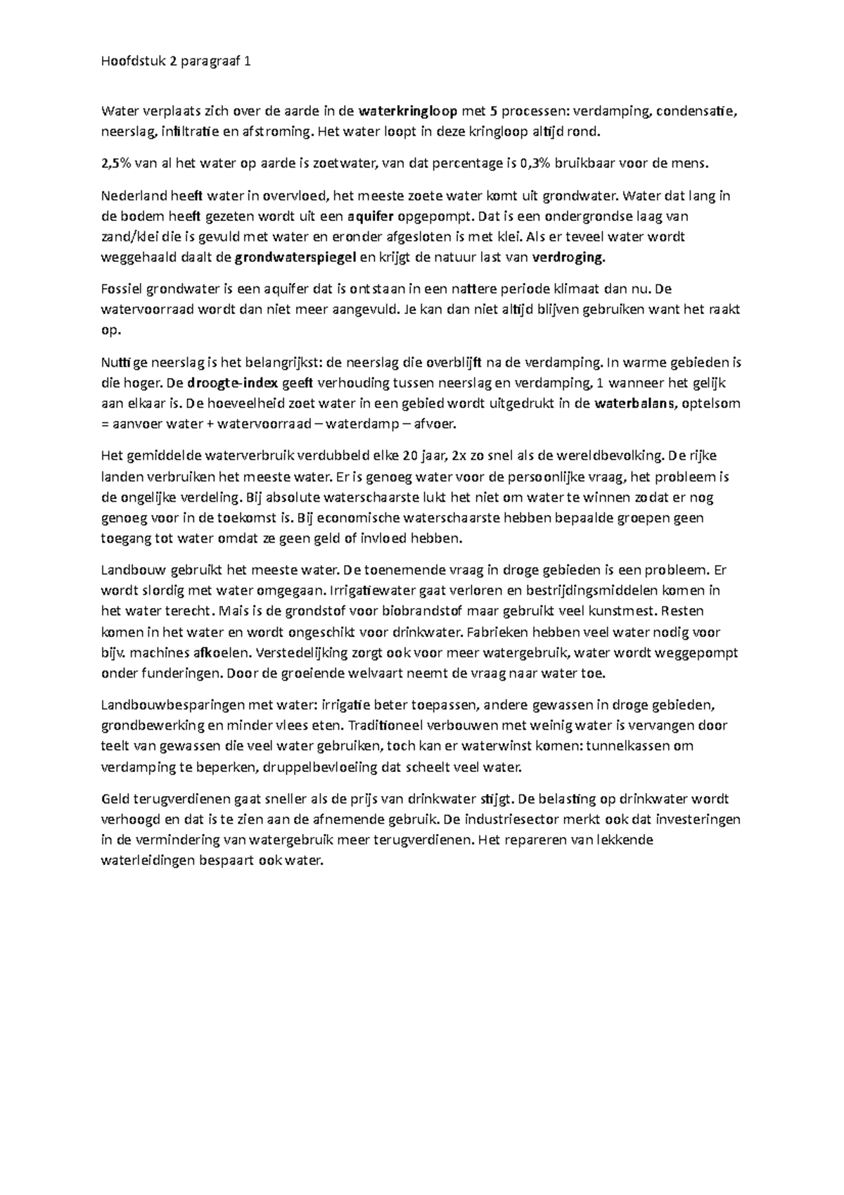 Paragraaf 1 - aaaa - Hoofdstuk 2 paragraaf 1 Water verplaats zich over de aarde in de ...