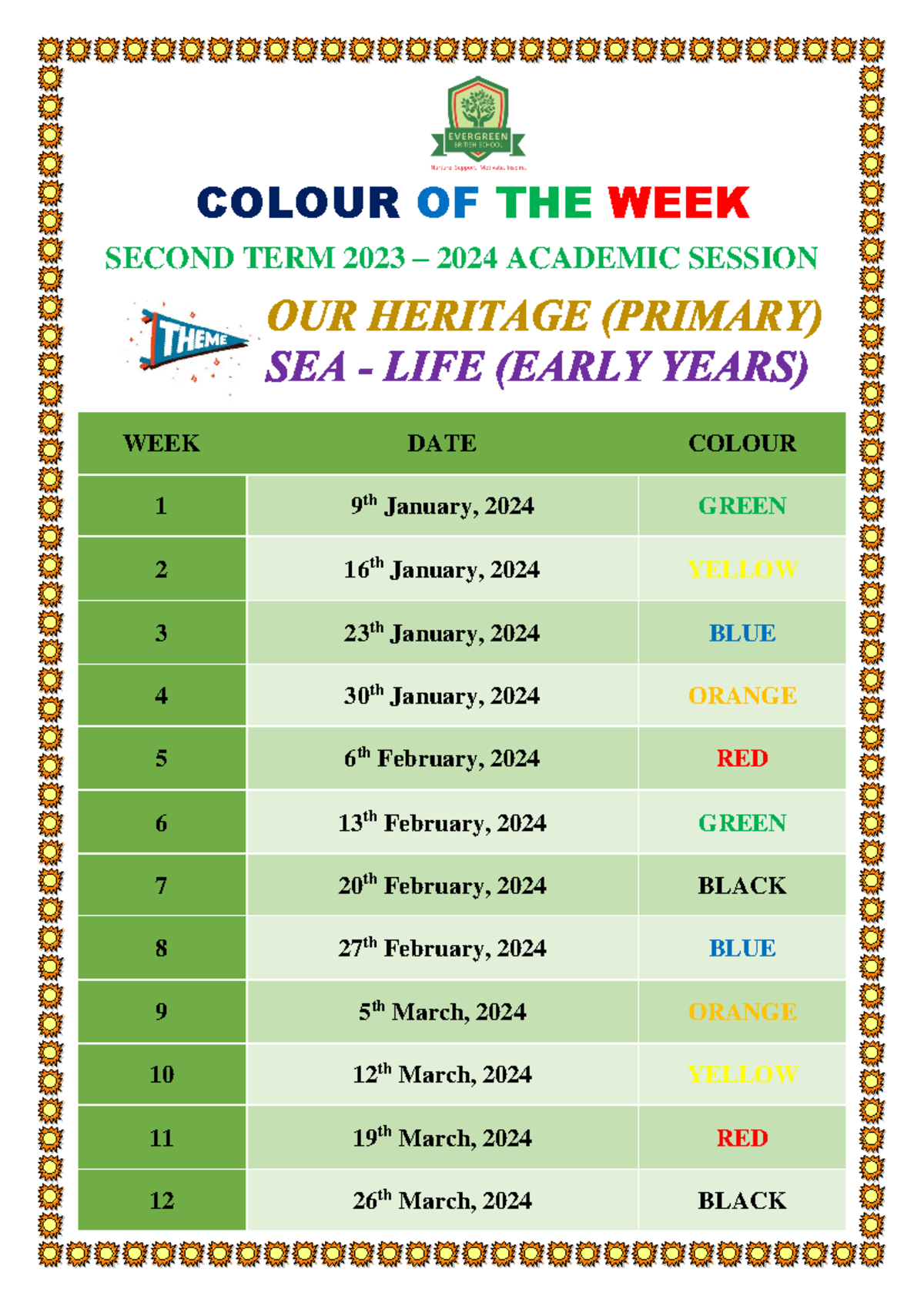 Colour of the Week For 2nd Term - SECOND TERM 202 3 – 2024 ACADEMIC ...