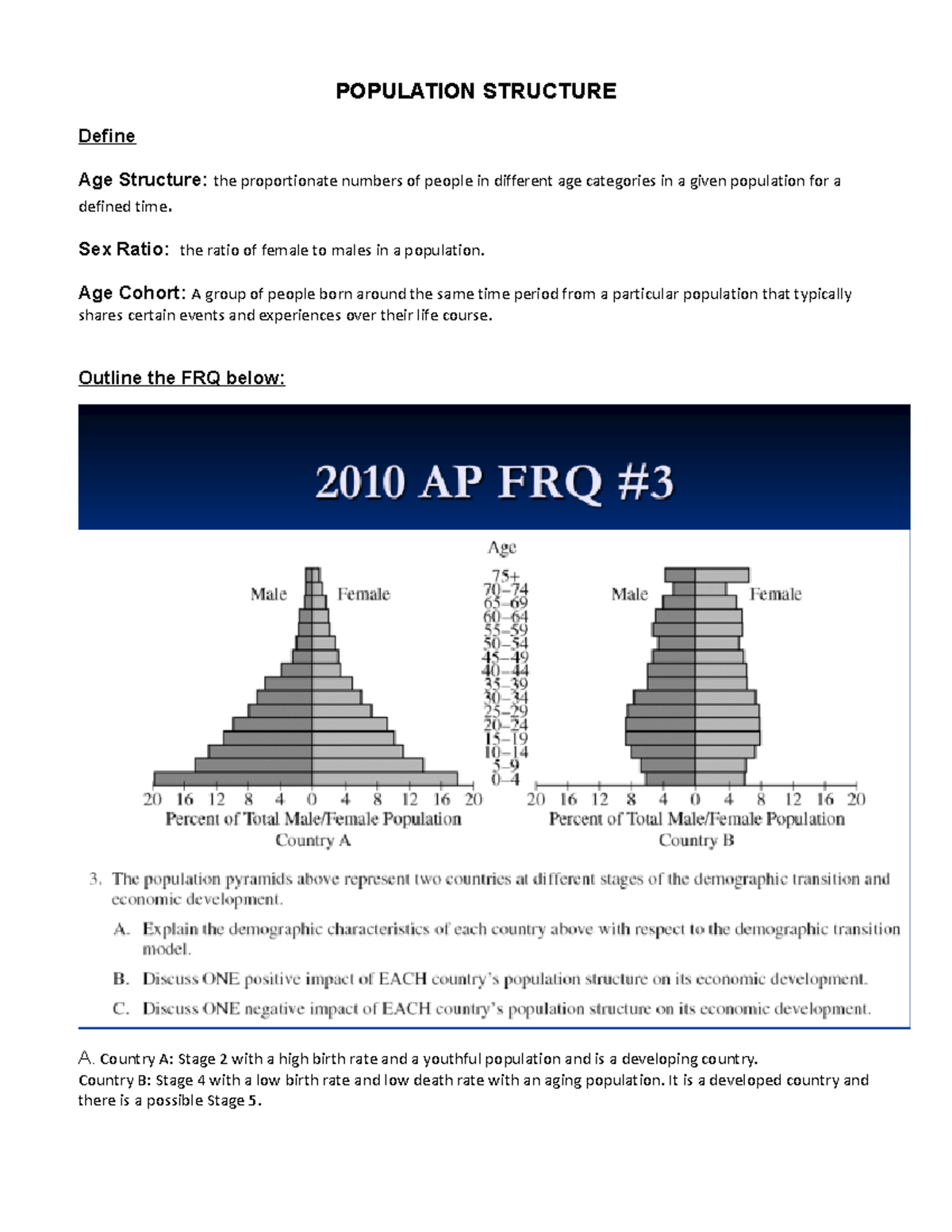 Population Structure - notes - POPULATION STRUCTURE Define Age ...