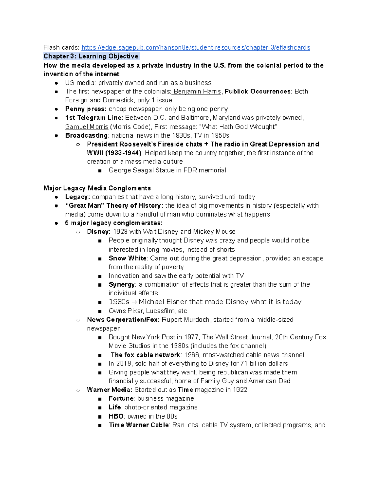 Ch 3 Notes MASC101 - Flash cards: edge.sagepub/hanson8e/student ...