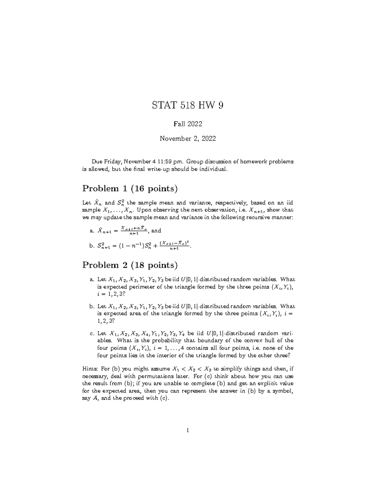 Stat518 hw9-2 - homework - STAT 518 HW 9 Fall 2022 November 2, 2022 Due ...