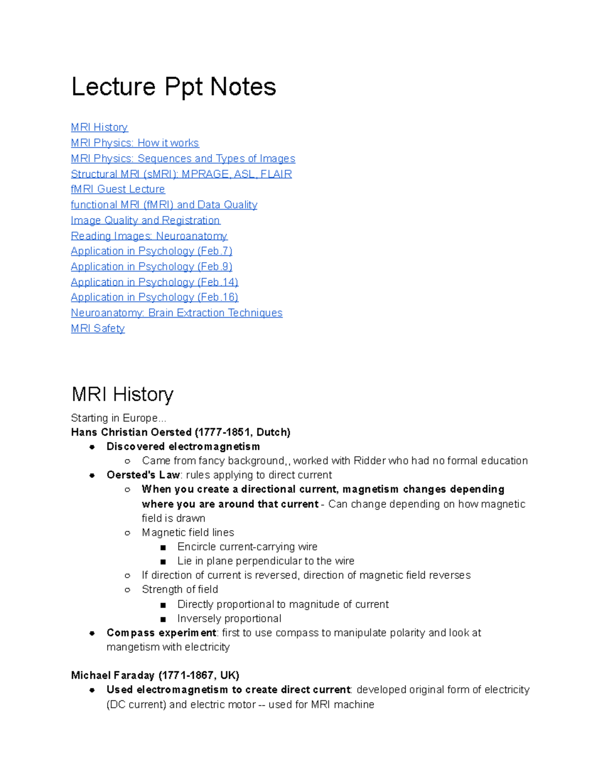 PSY1059 Lecture Ppt Notes - Lecture Ppt Notes MRI History MRI Physics ...