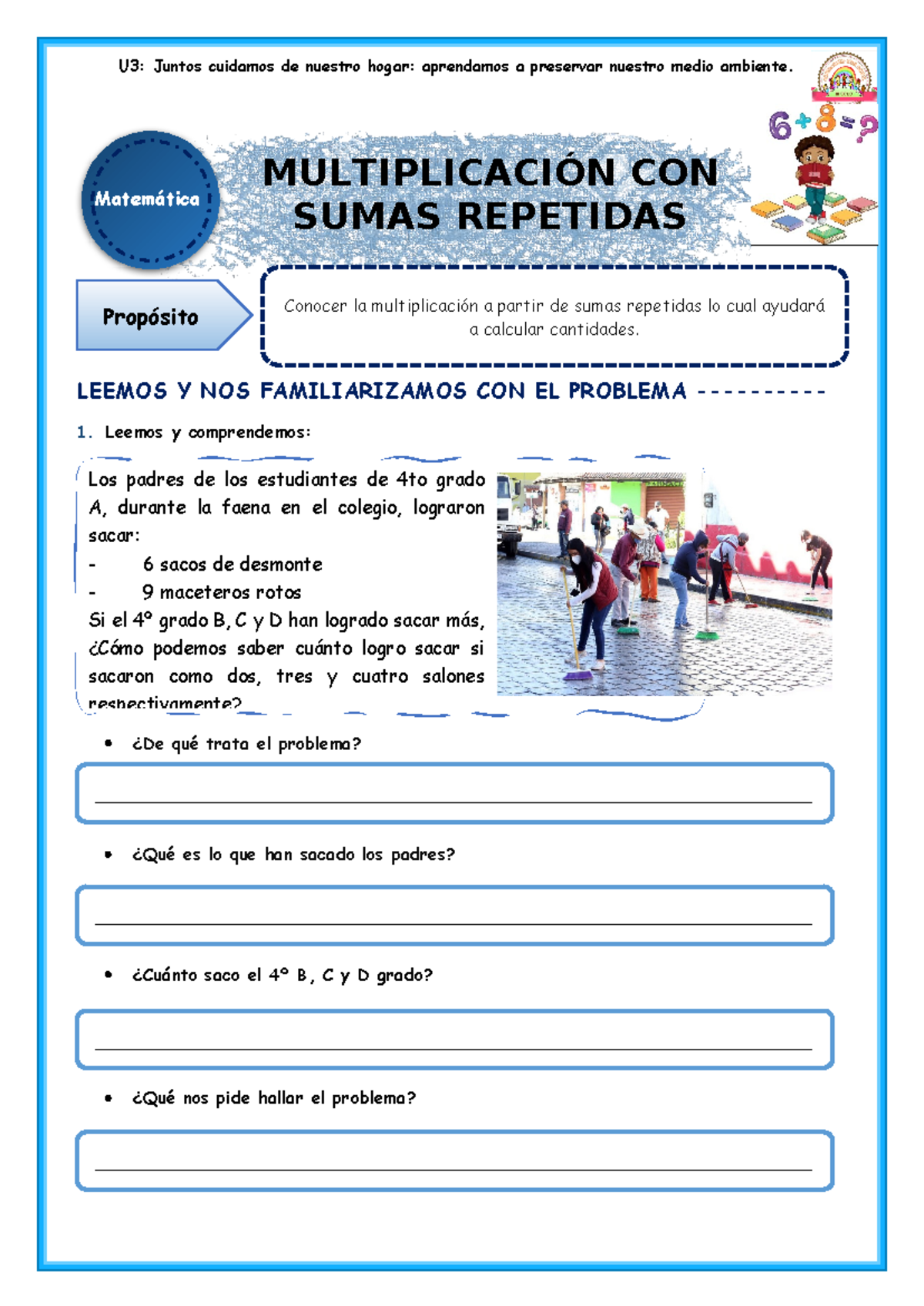 U3- Ficha-D4-MAT- Multiplicación CON Sumas Repetidas - LEEMOS Y NOS ...