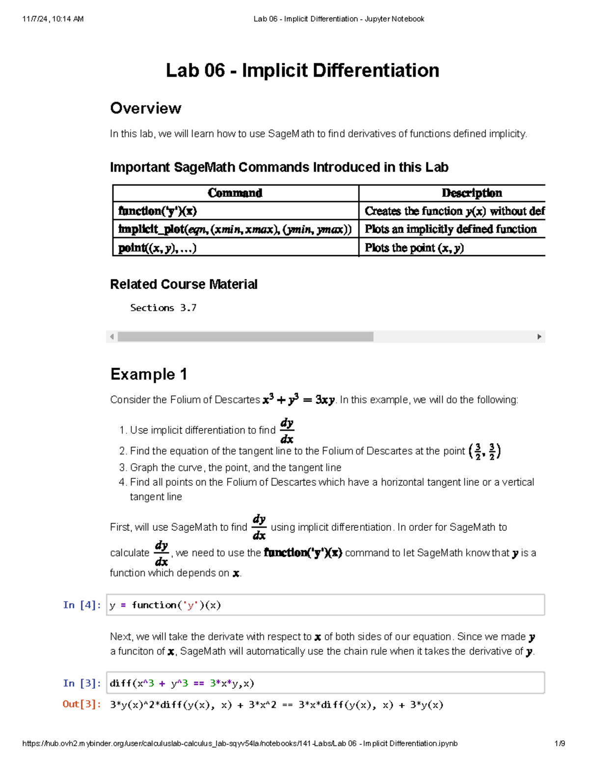 Lab 06 - Implicit Differentiation - Jupyter Notebook - Lab 06 - Implicit Differentiation ...