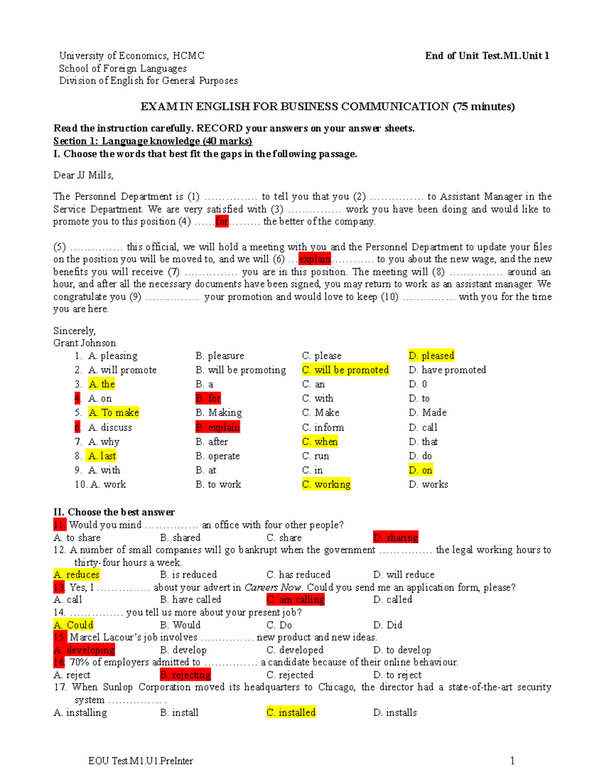 OU test 1 - .... - University of Economics, HCMC School of Foreign ...