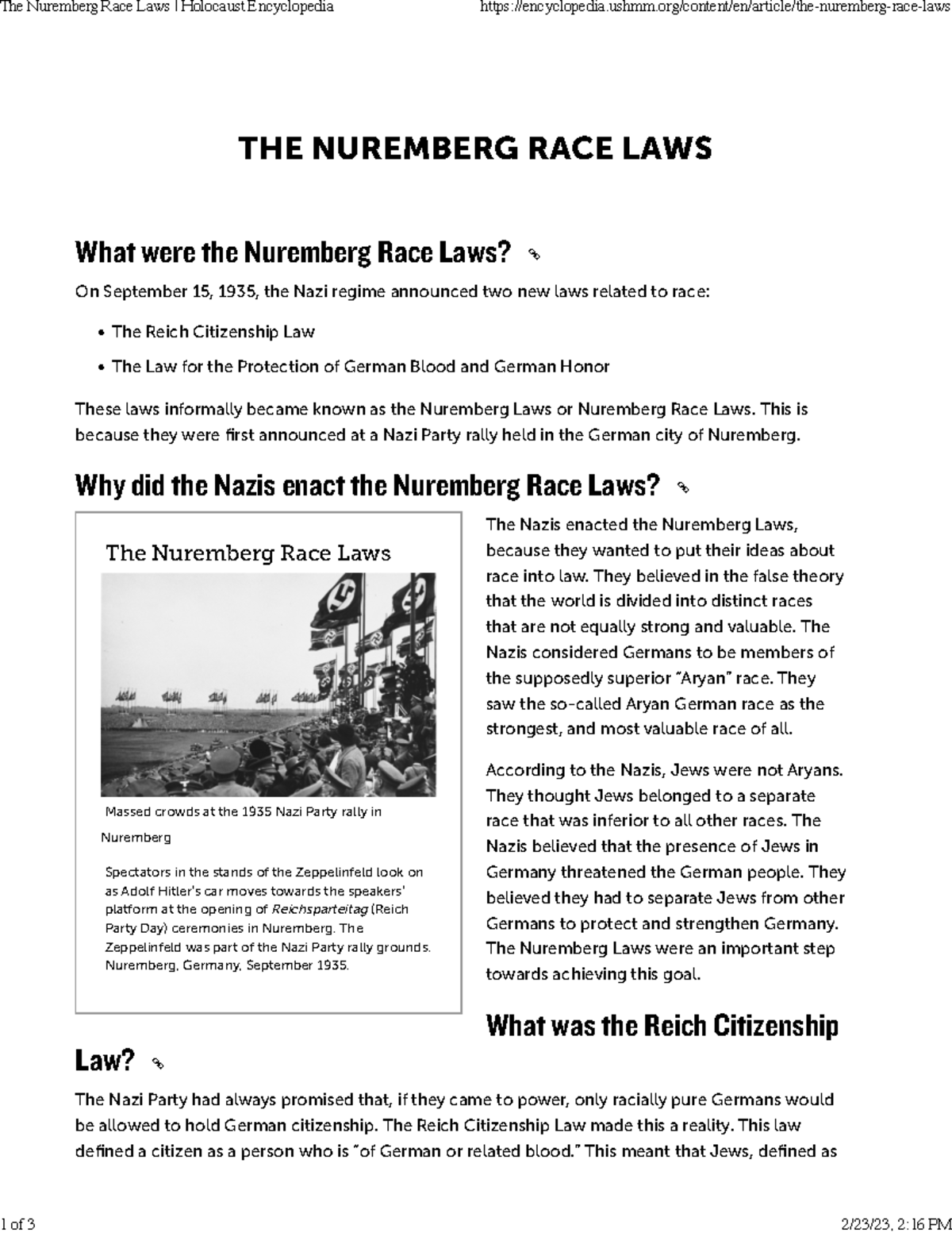 Article 1 wciv 2023-04-15 01 35 04 - THE NUREMBERG RACE LAWS The ...
