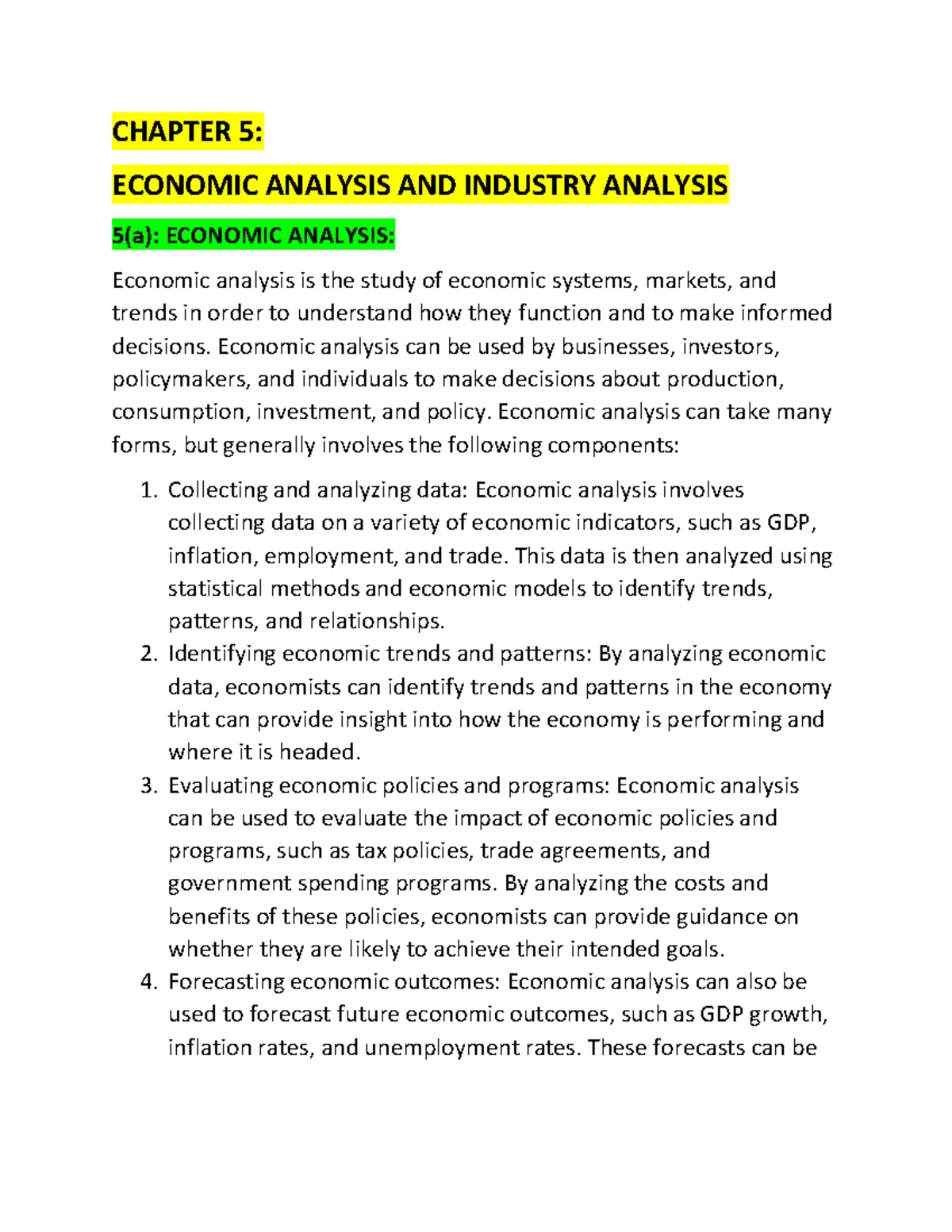 Chapter 5 Economic Analysis AND Industry Analysis - CHAPTER 5: ECONOMIC ...