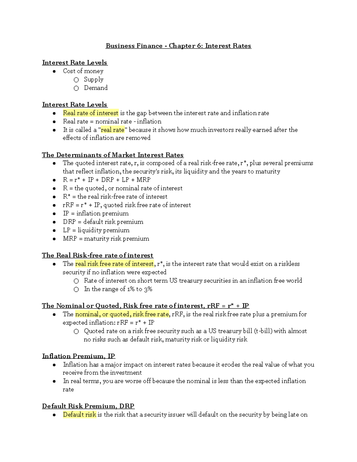 Business Finance - Chapter 6 - Studocu