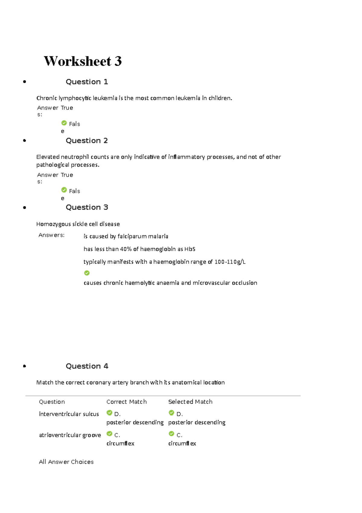 PBD Worksheet 3 - Worksheet 3 Question 1 Chronic lymphocytic leukemia ...