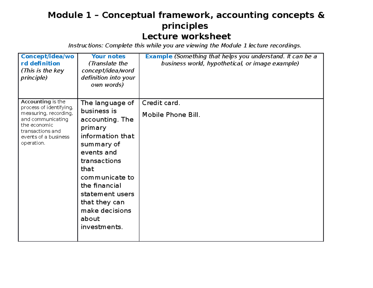 Module 1 Lecture worksheet Full LL 21 Feb 2022 - Module 1 – Conceptual ...