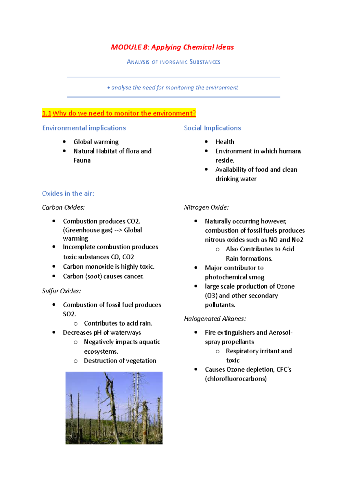 Module 8 - Applying Chemical Ideals - MODULE 8: Applying Chemical Ideas ...