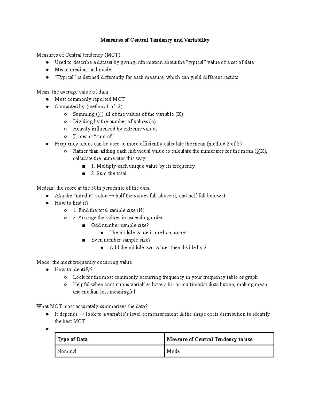 Measures of Central Tendency and Variability - Multiply each unique ...